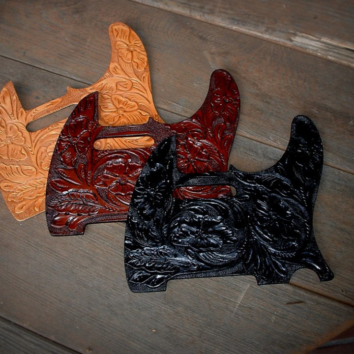 Hand-Tooled Leather "Tele" Pickguard « El Dorado Leather Guitar Straps ...